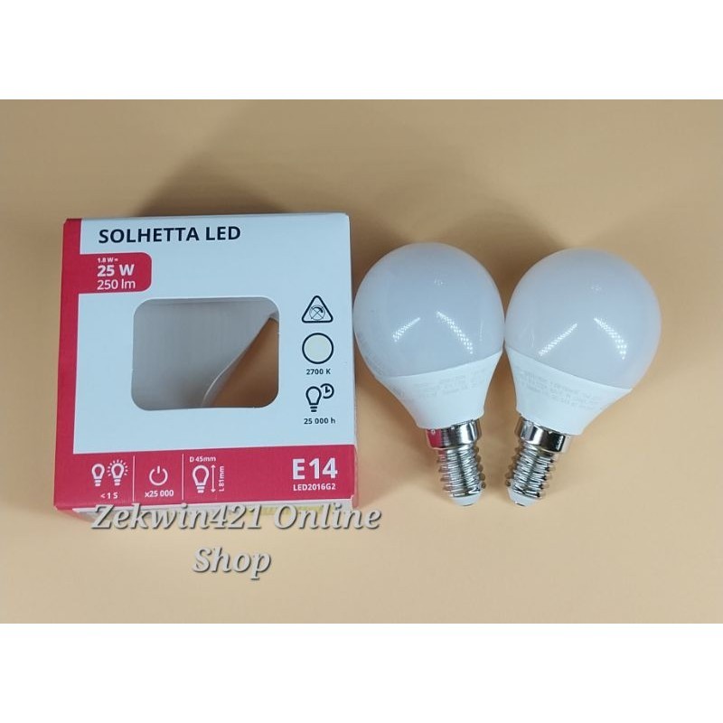 SOLHETTA ÌKEA LED bulb E14 250 lumen, globe opal, (Warm white) | Shopee Philippines