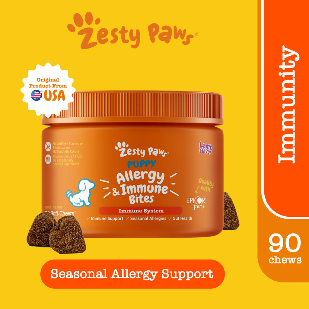 Zesty Paws Puppy Allergy & Immune Bites - Lamb Flavor (90 Soft Chews ...