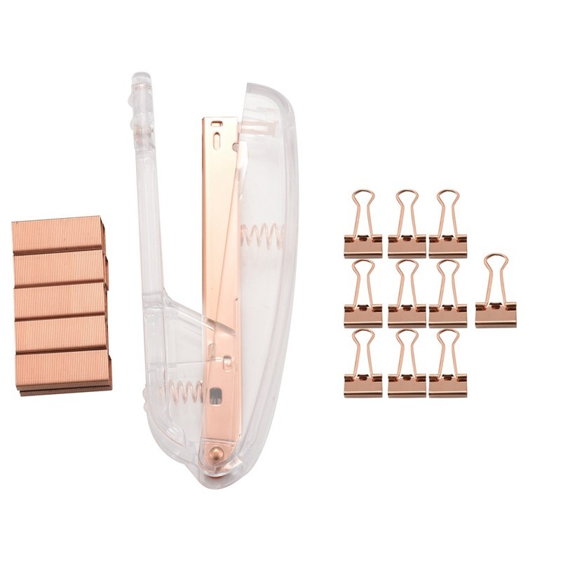 Rose Gold Stapler Acrylic Desktop Stapler With 1000 PCS Rose Gold ...