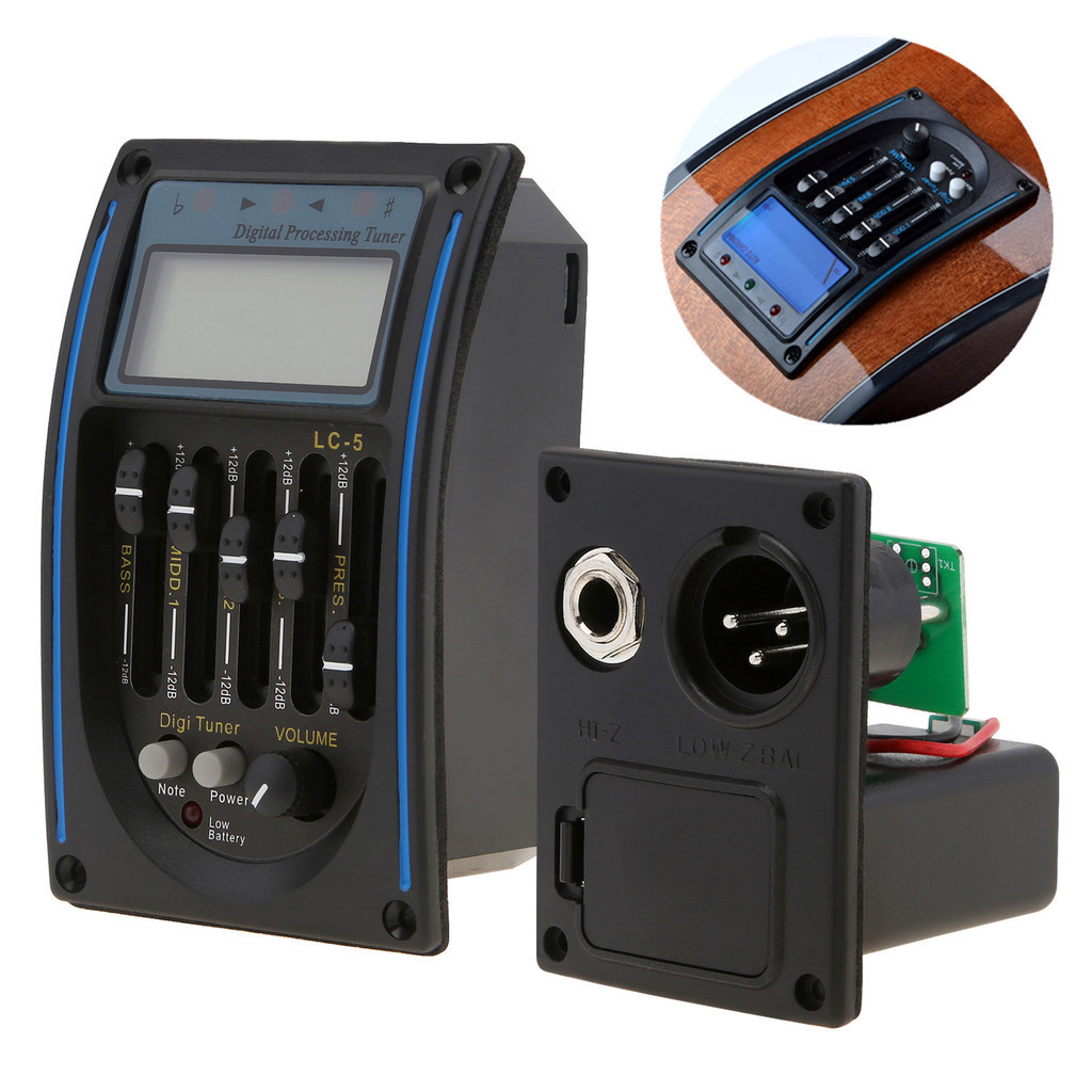 5 Bands Acoustic Electric Guitar Pickup Preamplifier EQ Preamp ...