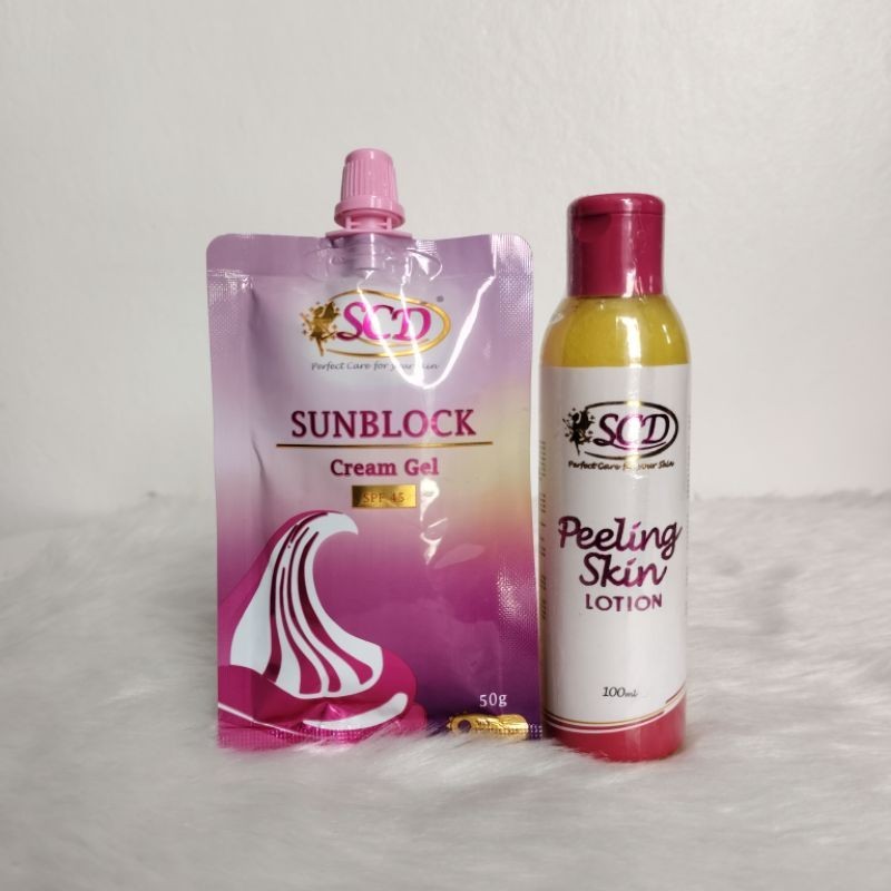 SCD Sunblock Cream Gel 30g SPF 45+SCD Peeling Lotion 50/100ml | Shopee ...