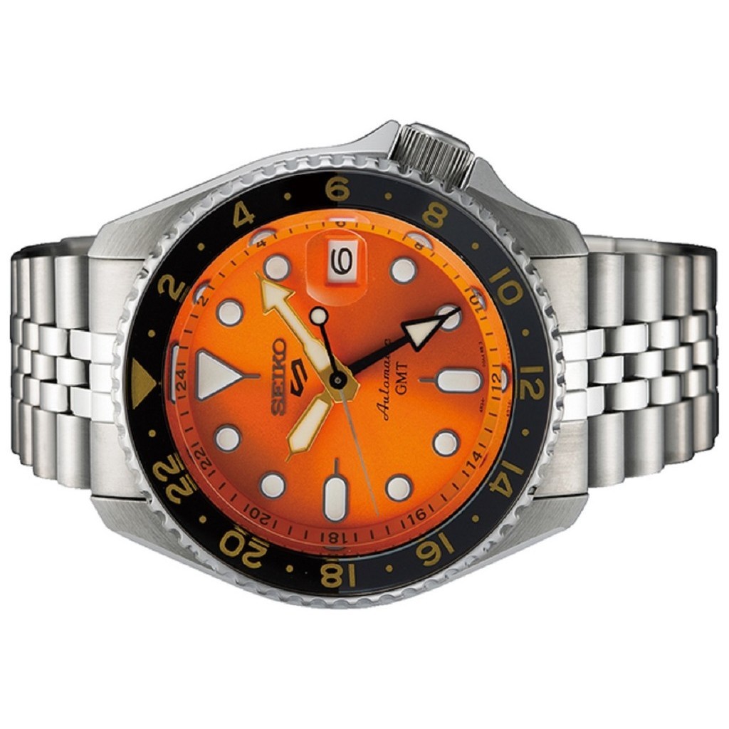 Seiko 5 Sports SSK005K1 Mikan Orange GMT Automatic Stainless Steel ...