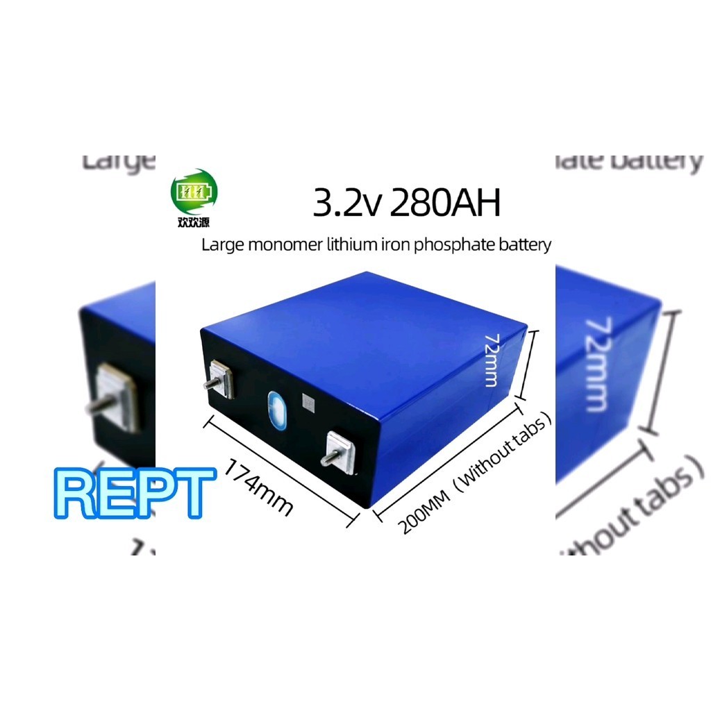 ☞REPT Prismatic rechargeable Lithium LiFePO4 Battery Cell 3.2V 280Ah ...