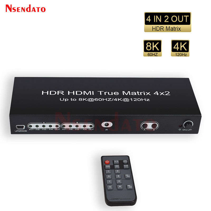 ☀8K 60Hz HDR HDMI True Matrix 4x2 4K 120Hz 4 in 2 out HDMI profesional ...