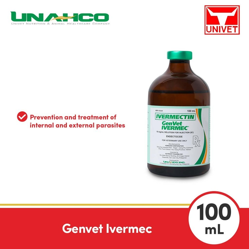 UNIVET Genvet Ivermec 100mL (Prevention and Treatment of Internal and ...