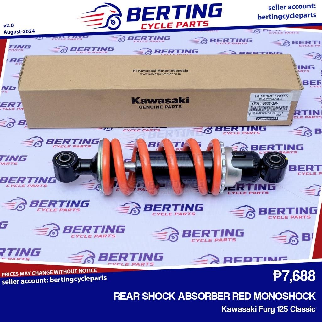 REAR SHOCK ABSORBER RED MONOSHOCK Kawasaki Fury 125 Classic Genuine 45014-0322-20V | Shopee ...