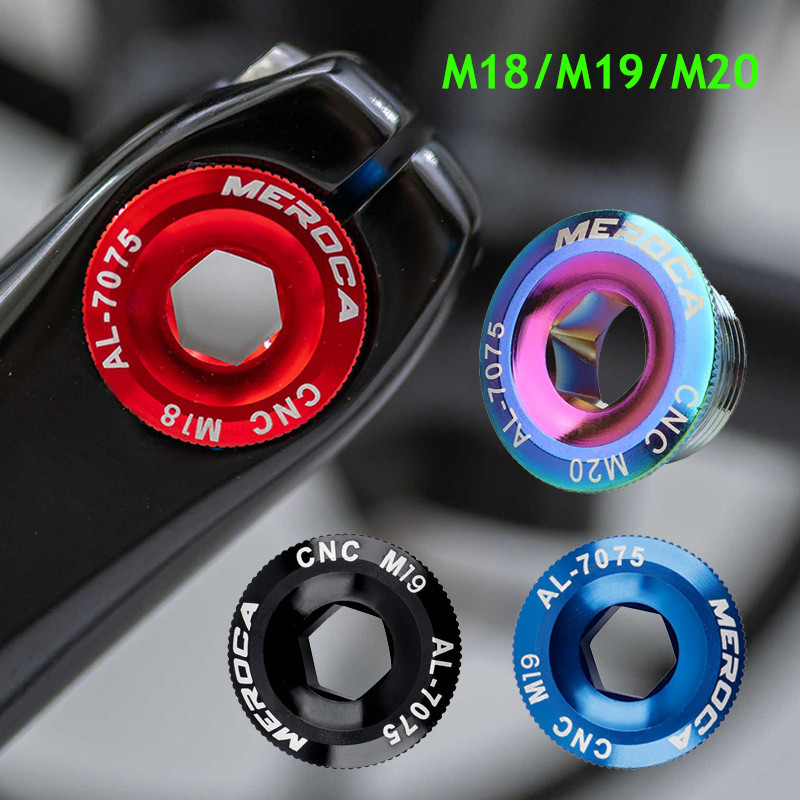 ♥M18/M19/M20 MTB Crank Cover Screw CNC Aluminum Mountain Bike Crank Cap ...