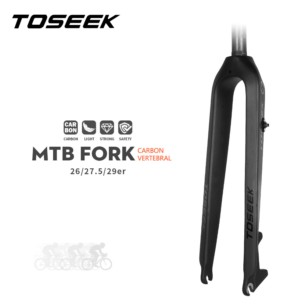 ☂TOSEEK MTB Fork Full Carbon Fiber Bike Front Fork 26/27.5/29\" Rigid ...