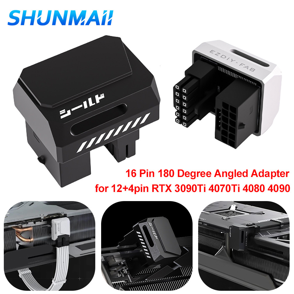 ♚12VHPWR 180 Degree Angled Adapter 16 Pin GPU Power Connector Pcie 5.0 ...