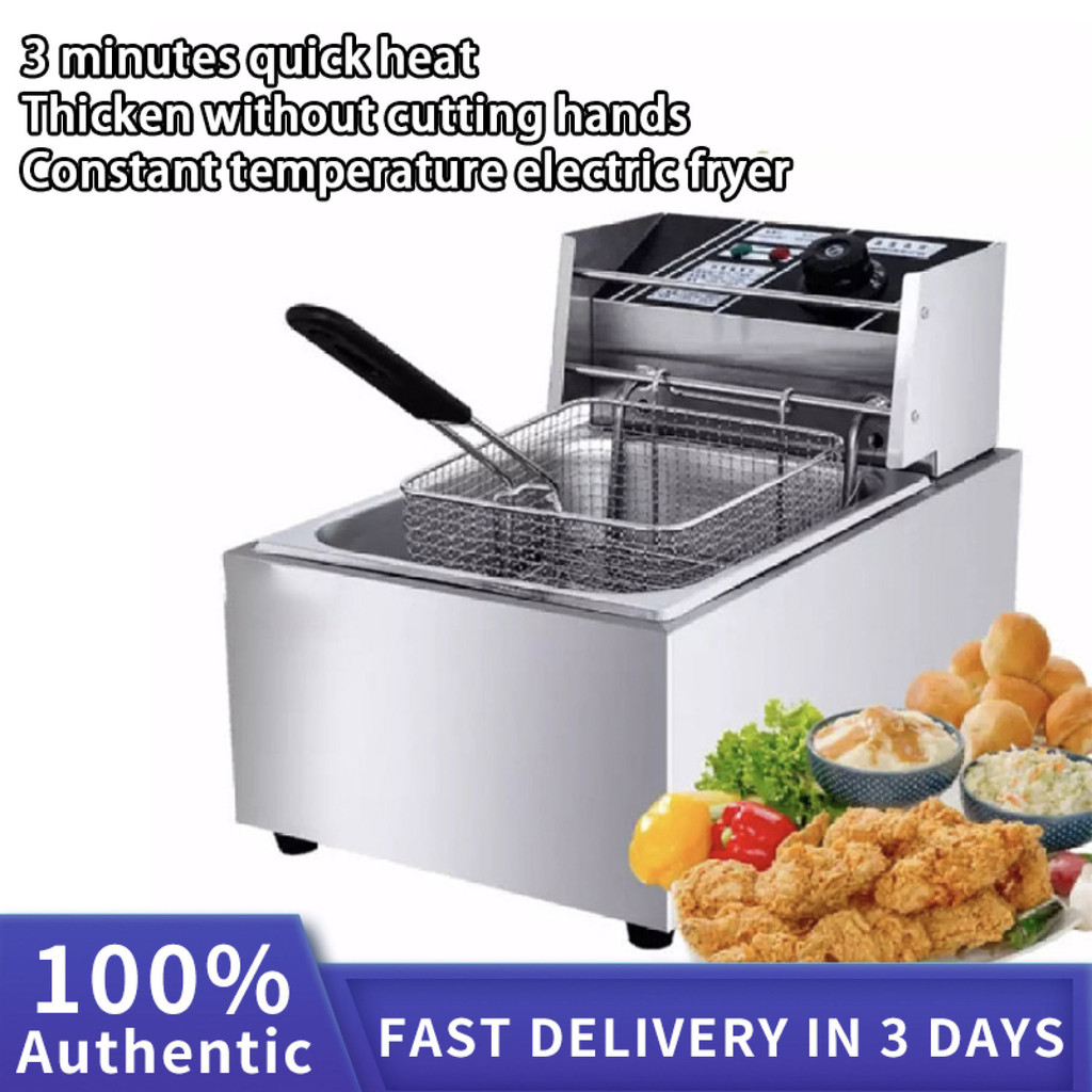 6L 220V 2500W Electric Deep Fryers Deep-friedfried cylinder Electric ...