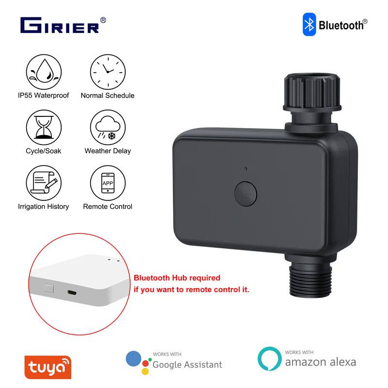 GIRIER Tuya WiFi Water Timer, Smart Sprinkler Timer, Hose Faucet Timer for Automatic Drip ...