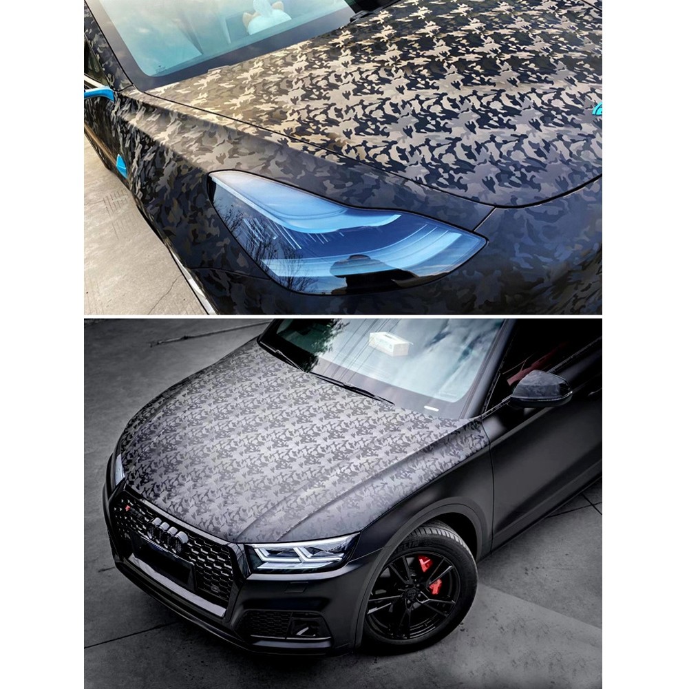 ♜1.8x1.52m 3D Ghost Black Car Vinyl Wrap Sheets for Car Styling Hood ...