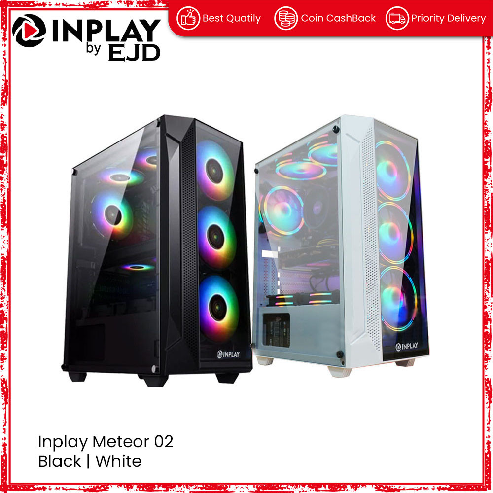 Inplay Meteor 02 | Black | White | Tempered Glass ATX PC Case | Inplay ...