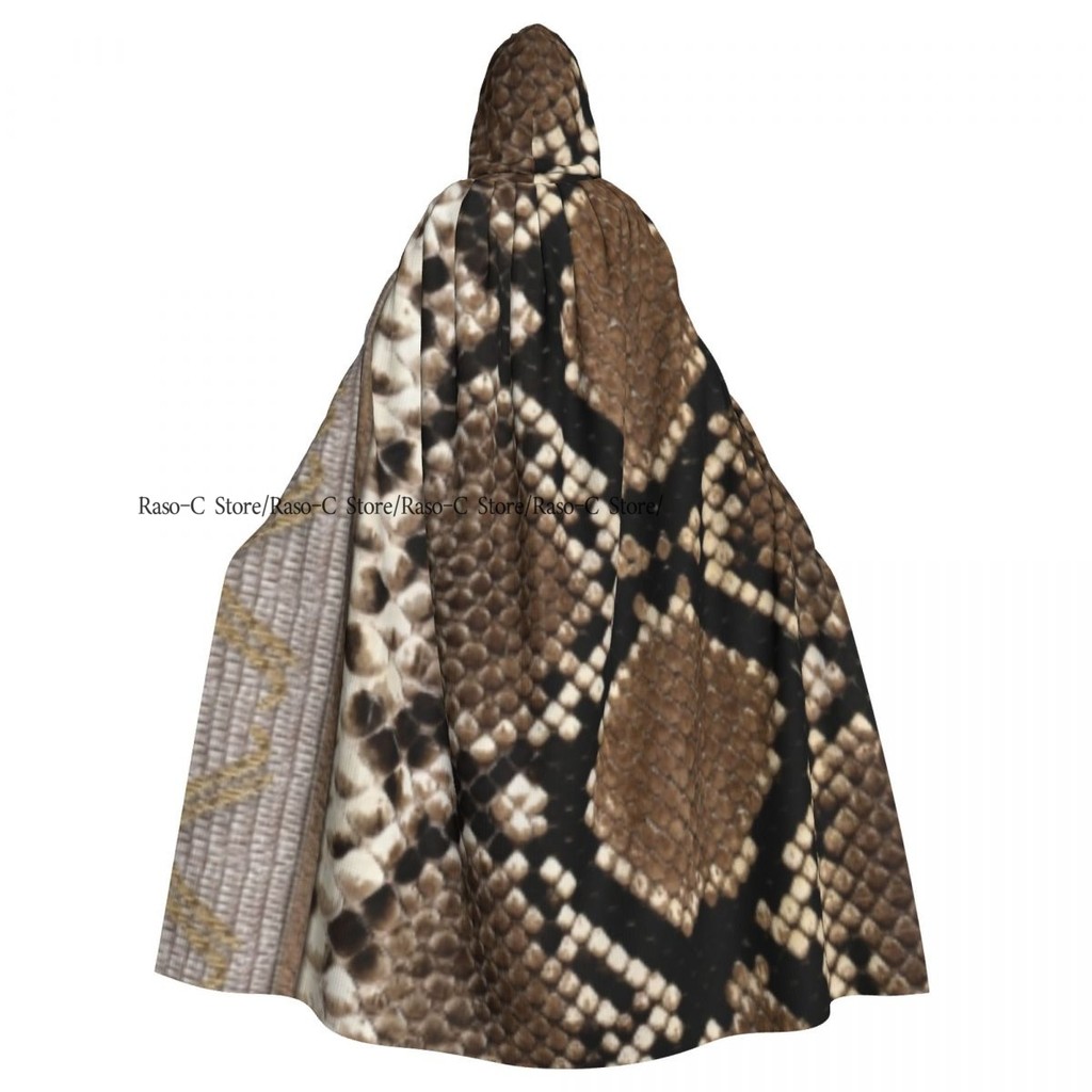 웃Unisex Adult Snake Texture Print Cloak with Hood Long Witch Costume ...
