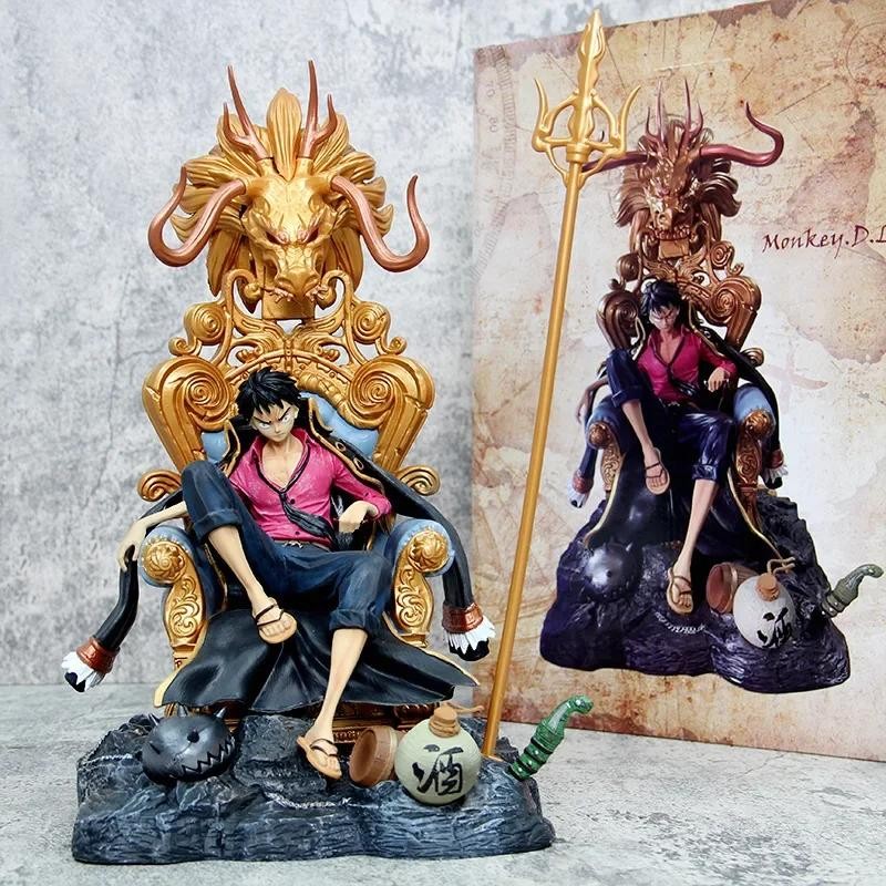 34cm Anime ONE PIECE Monkey D. Luffy Character GK Four Emperor Throne ...