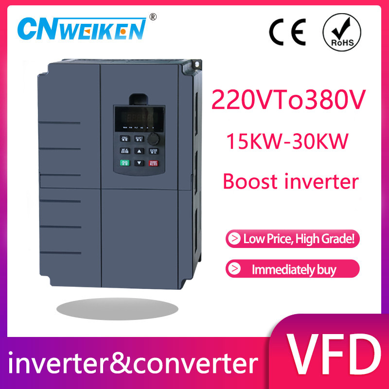 AC 220V to 380V 20hp Frequency Inverter VFD 15KW Single phase/Three-phase inverter Frequency Co ...