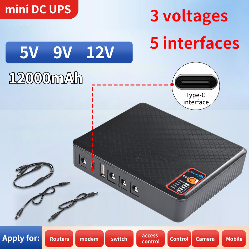 DC Mini UPS inverter Uninterruptible Power Supply 18650 Battery Backup ...