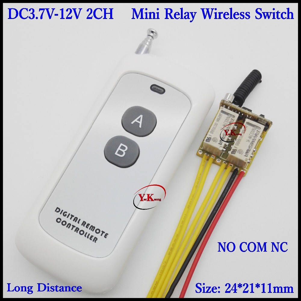 웃DC 4.5V 5V 6V 7.4V 9V 12V 2 Gang Channel Mini Relay Remote Switch LED ...