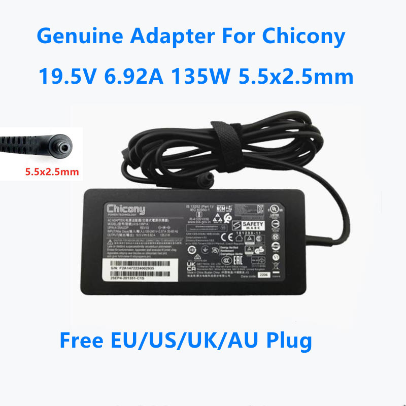 ♥Genuine 19.5V 6.92A 135.0W 5.5x2.5mm Chicony A18-135P1A A135A022P Power Supply AC Adapter For M ...