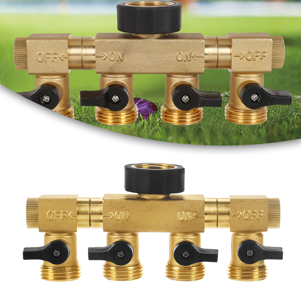 ⚕Four-Way Ball Valve Brass Hose Splitter Plate Diverter Unattached ...