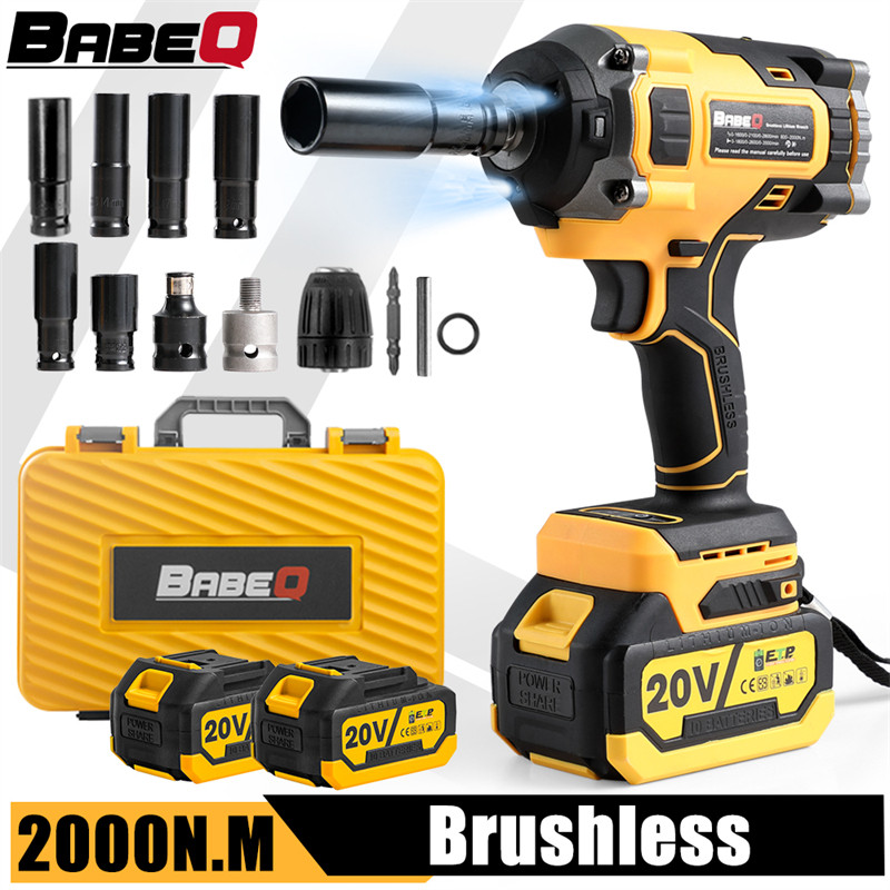 웃2000N.M Torque Brushless Electric Impact Wrench For Trucks 1/2 inch ...