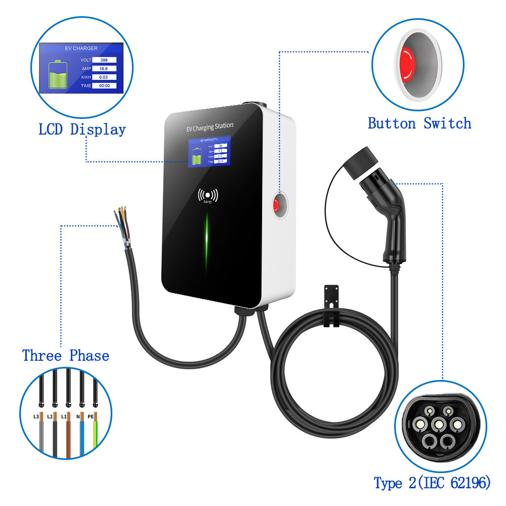 32A 3Phase EVSE Wallbox EV Charger Electric Vehicle Charging Station ...