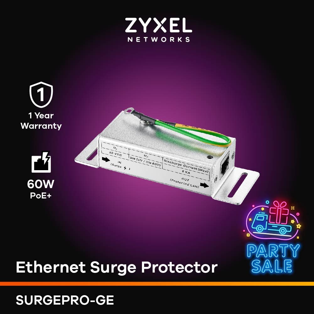 Zyxel SURGEPRO-GE | Ethernet Surge Protector, Support 802.3bt PoE++ ...