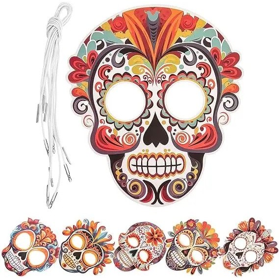 Day of The Dead Party Masks Sugar Skulls Paper Mask Masquerade Full ...