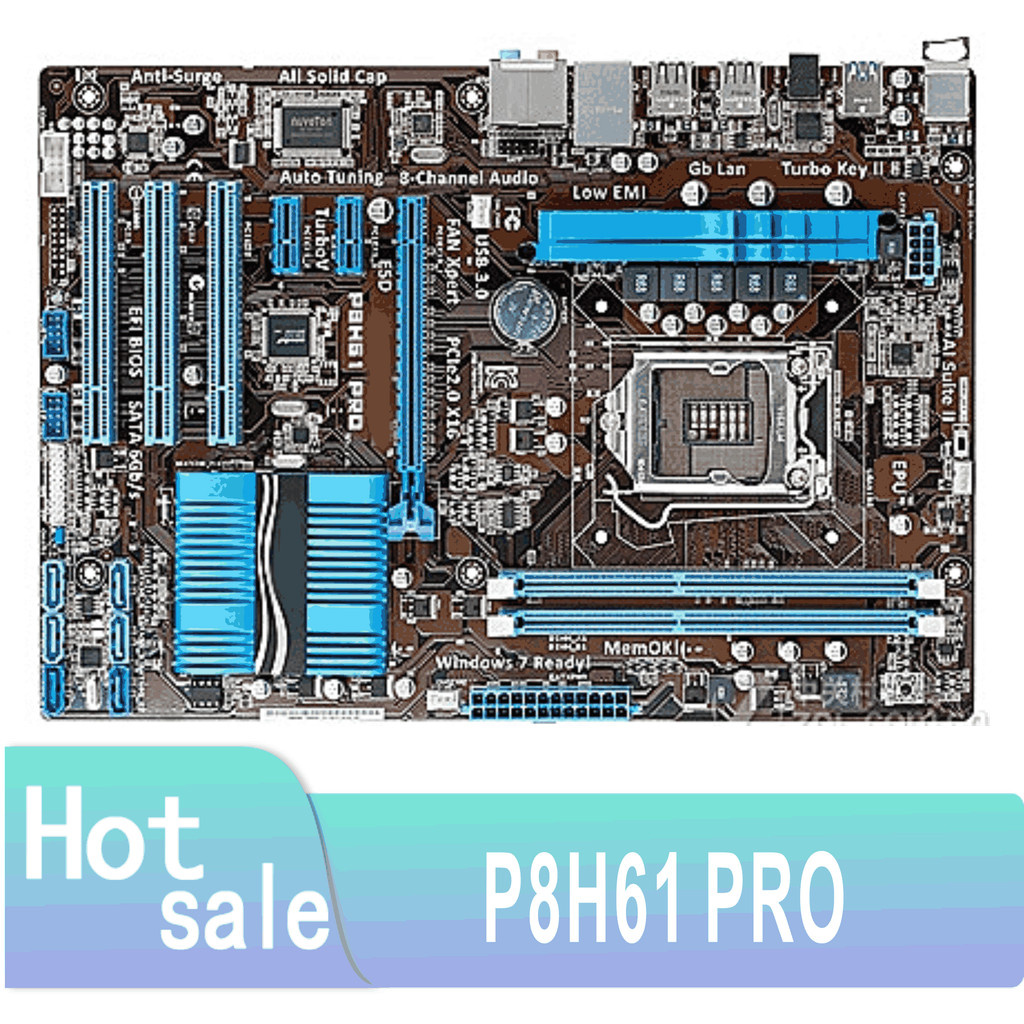 ♥P8H61 PRO Computer Motherboard LGA 1155 DDR3 H61 P8H61 Desktop Mainboard SATA II PCI-E X16 Used ...
