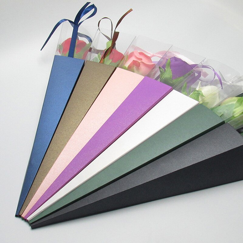 Triangular Cone Shaped Rose Flower Box Single Bouquet Packing Box Gifts ...