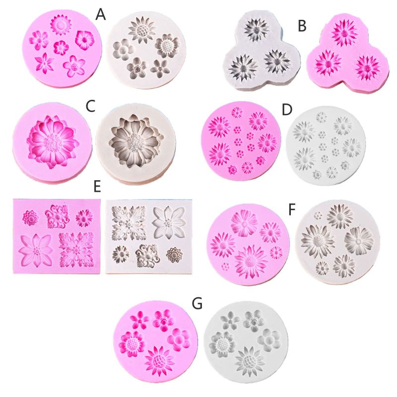 Mini Flower Silicone Cake Fondant Resin Molds Roses Flower Mold Daisy ...