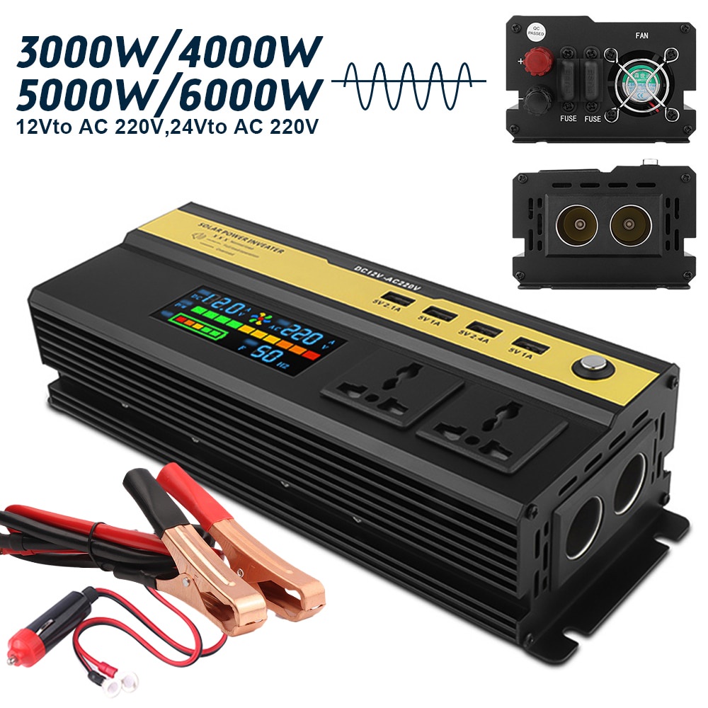 Pure Sine Wave Power Car Inverter Peak 3000-6000W DC12V/24V to AC 220V ...