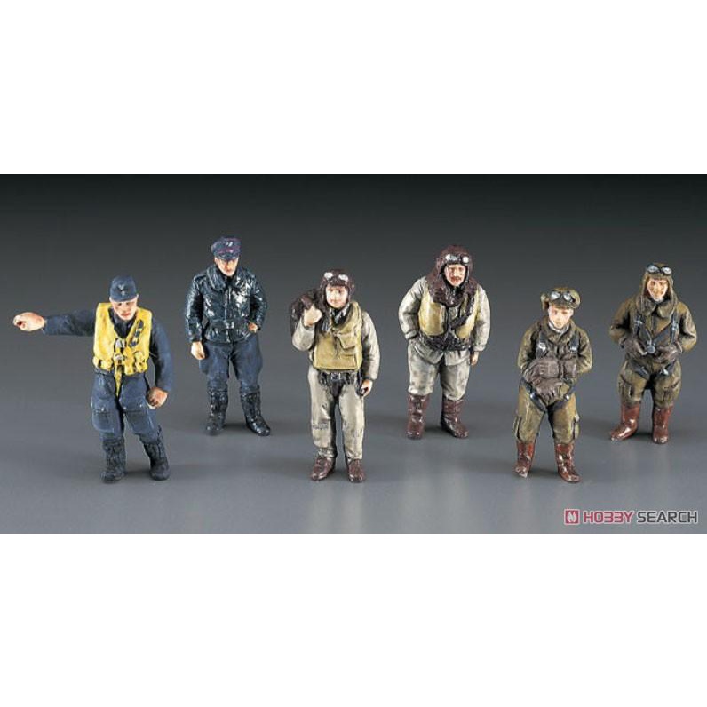 Hasegawa 1/48 WW.II Pilot Figure Set (Japanese German U.S/British Pilot ...