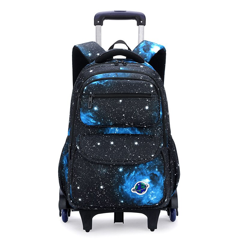 Student Shoulder Backpack with Wheels Waterproof Luggage Rolling Bags ...