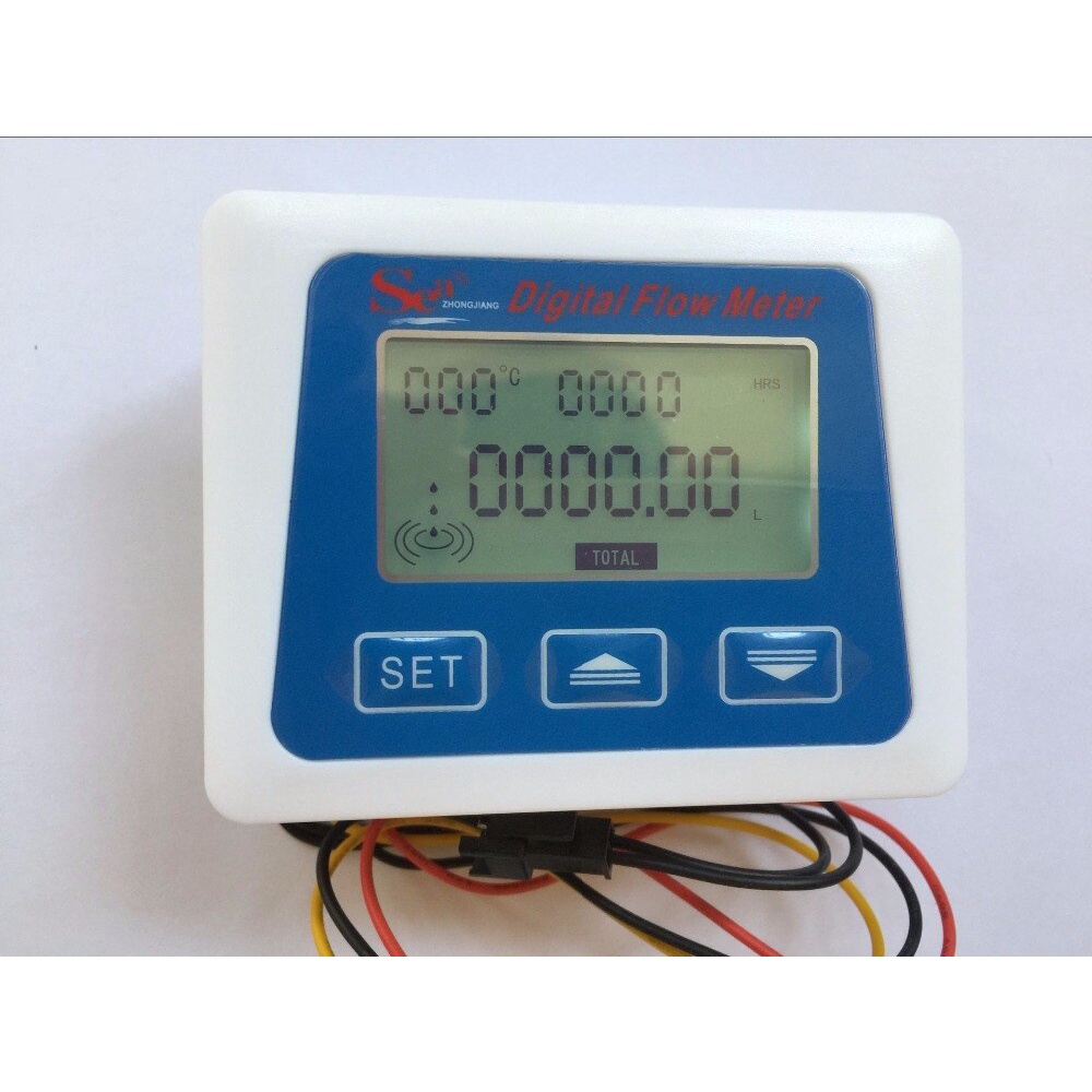 LCD Display Flowmeter Digital Meter Temperature Measuring Flow Senosr ...