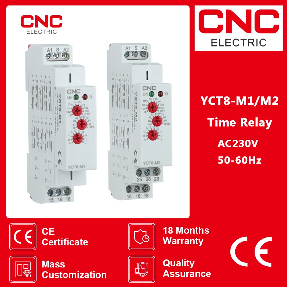 CNC YCT8-M1/YCT8-M2 Din Rail Type Time Delay Relay AC 230V 16A ...