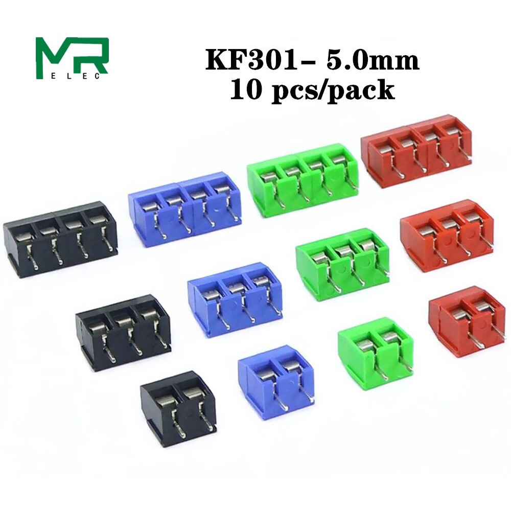 10 PCS KF301- 2P screw 5.0mm terminal block 2 Pin 3 Pin Spliceable pcb ...