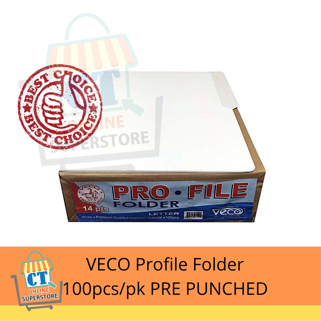 ☸Veco Profile White Folder 14pts 100pcs PRE PUNCHED | Shopee Philippines