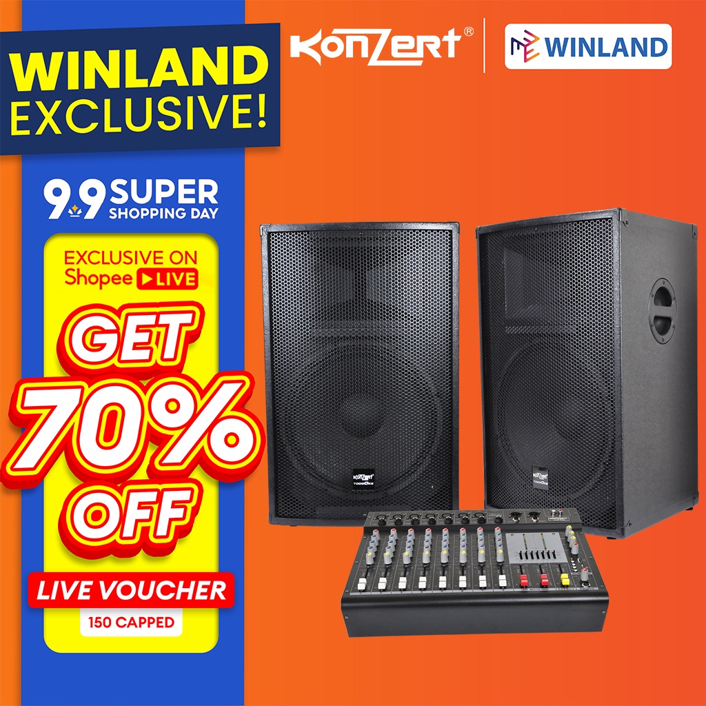 KONZERT by Winland 3pcs Home Gig Studio Set 1pc Active Mixer and 2pcs ...