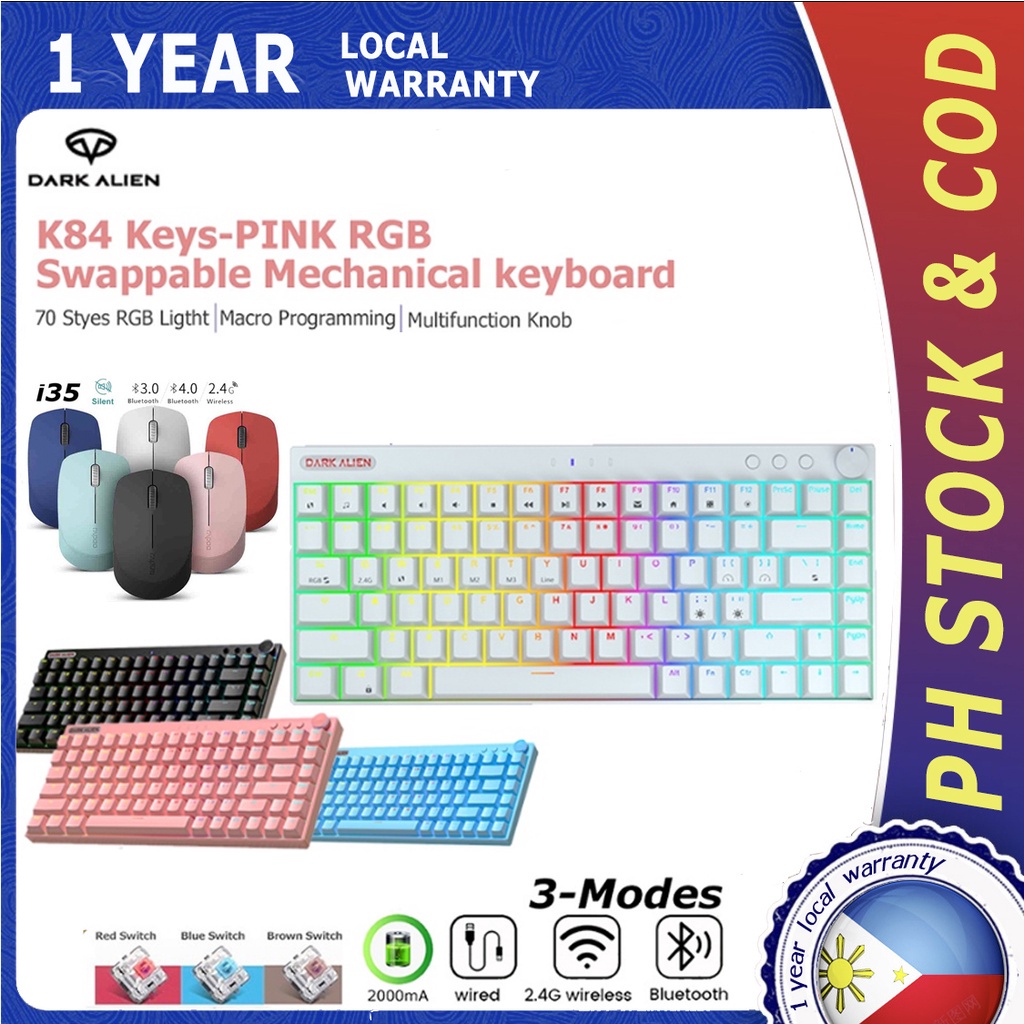 ♘Mechanical keyboard K84 84-key wireless keyboard Hot swappable RGB ...