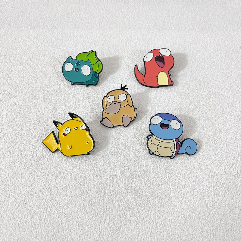 Pokemon Alloy Brooch Drop Oil Fun Pikachu Squirtle Psyduck Anime Badge ...