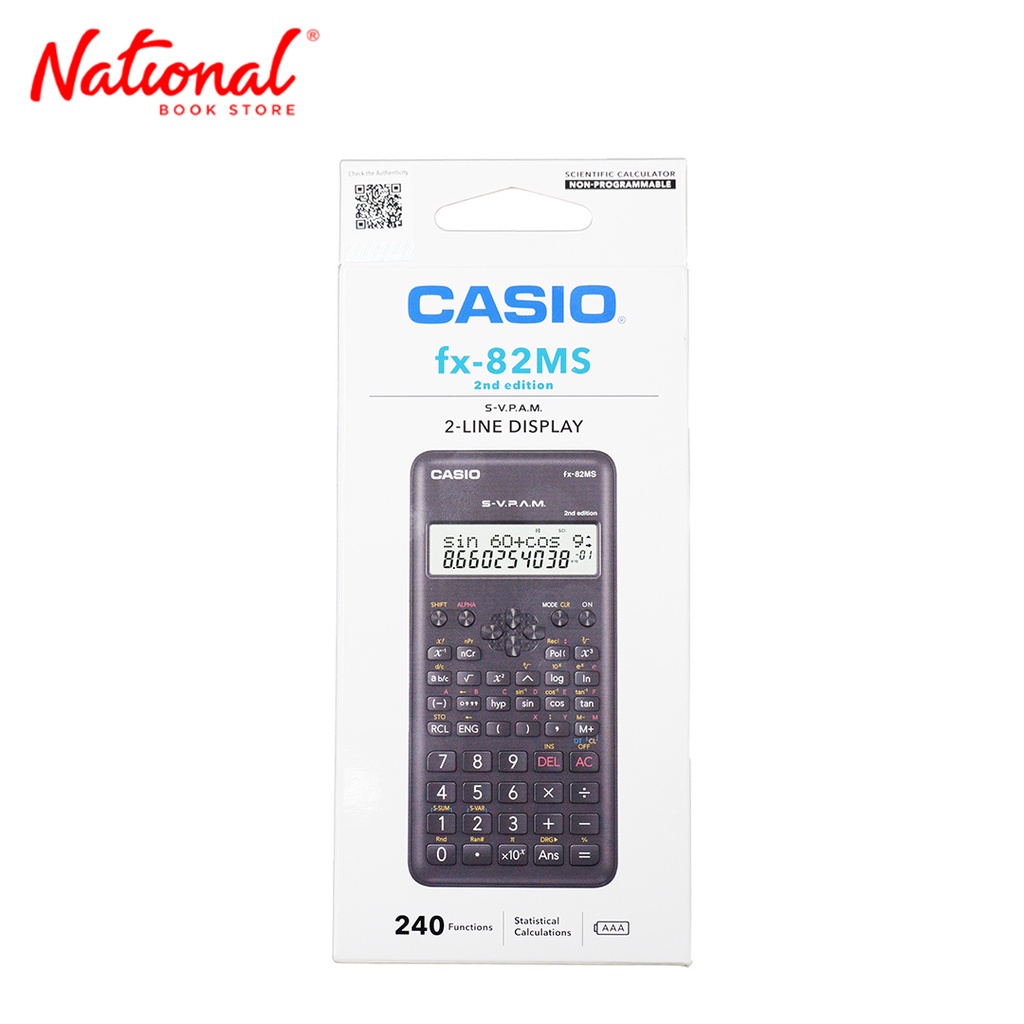Casio Scientific Calculator FX82MS Black 240 Functions 2nd edition ...