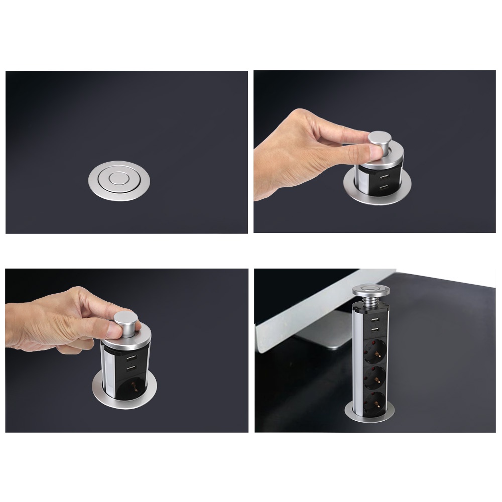 Ly ℡┅hidden Desktop Sockets Kitchen Table Pop Up Electrical Socket 3 4 Power Eu Plug Aluminum S