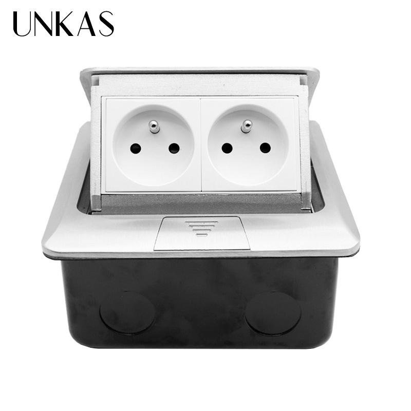 LY ☑ Unkas Aluminum Panel Eu/Us/Fr Standard Pop Up Floor Socket 2 Gang ...