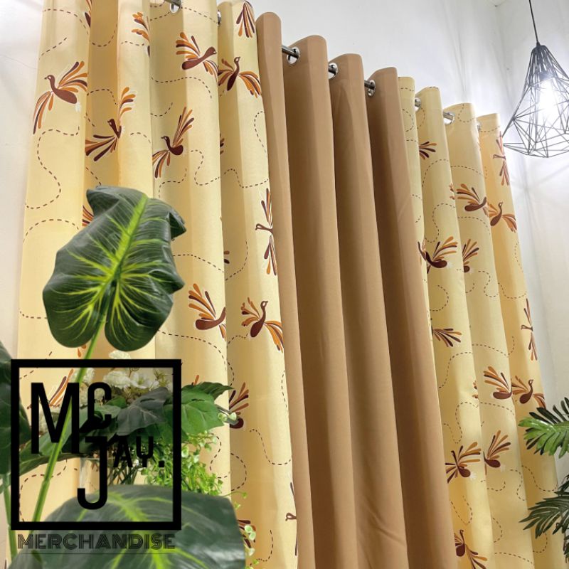 MCJAY - 3in1 Brown/ Mocha Mousse Bird Ring Curtain (6ft/6.6ft/7ft ...
