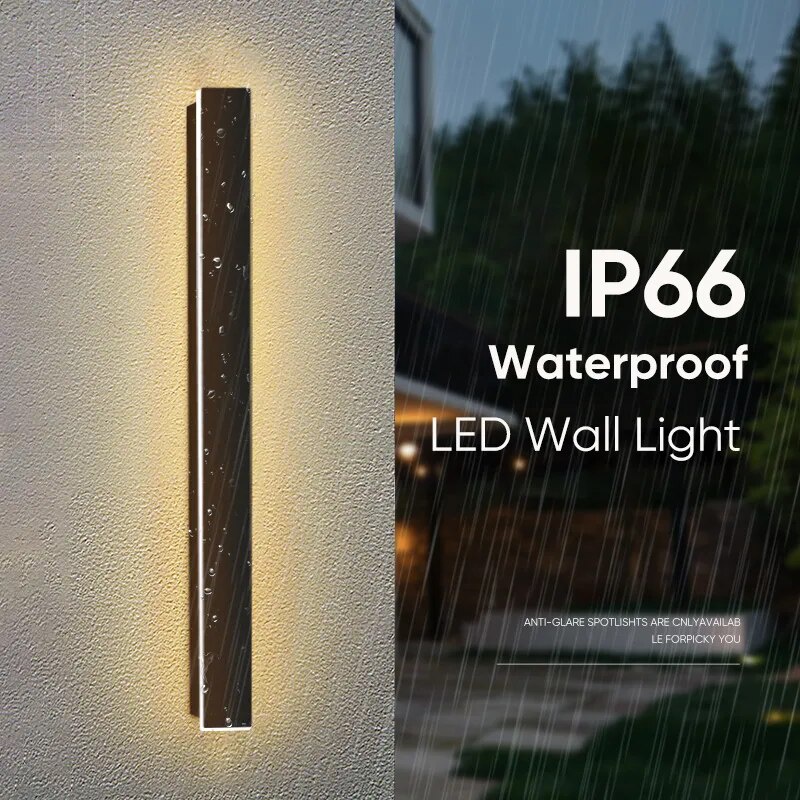 LED Long Wall Lamp IP66 Outdoor Waterproof Garden Fence Light Simple ...
