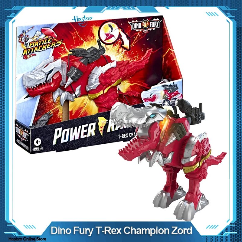 Hasbro Power Rangers Battle Attackers Dino Fury T-Rex Champion Zord ...