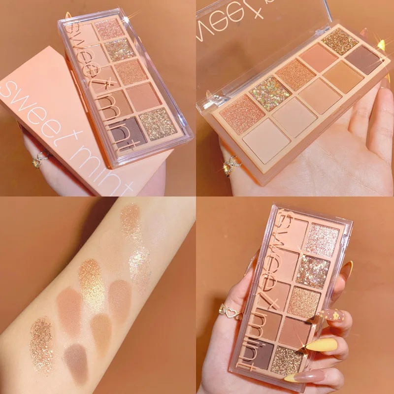 SWEET MINT 10 Colors Eyeshadow Palette Long Lasting Giltter Waterproof ...