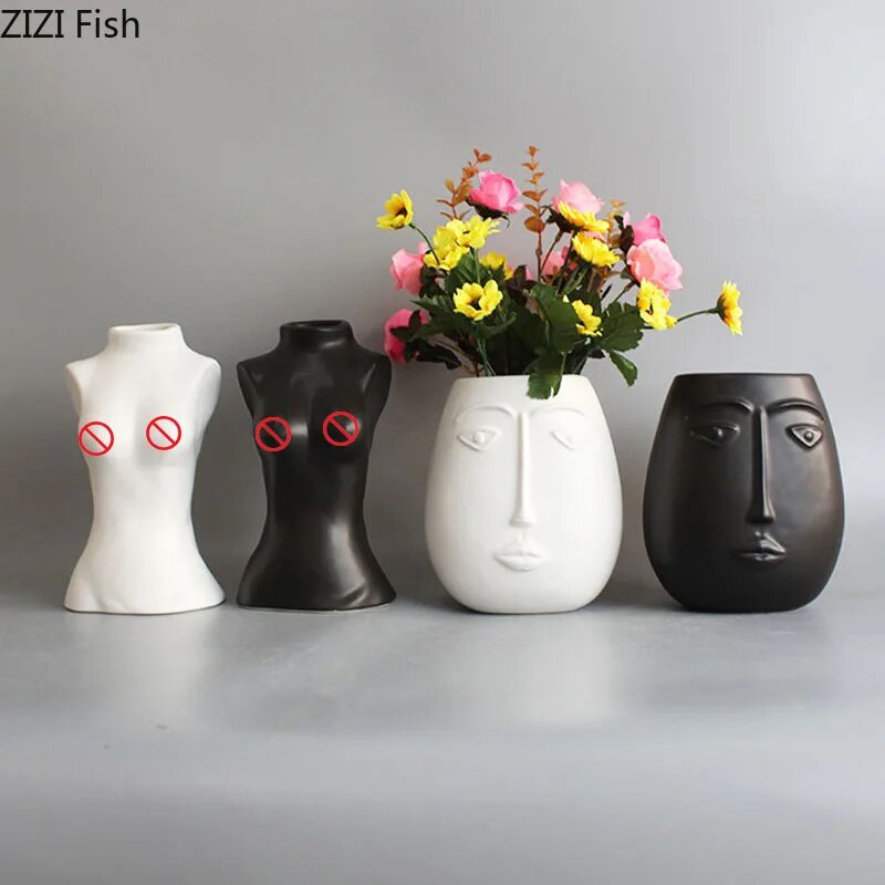 【Simplicity Matte Porcelain Vases for Flowers Human Body Ceramic Vase ...
