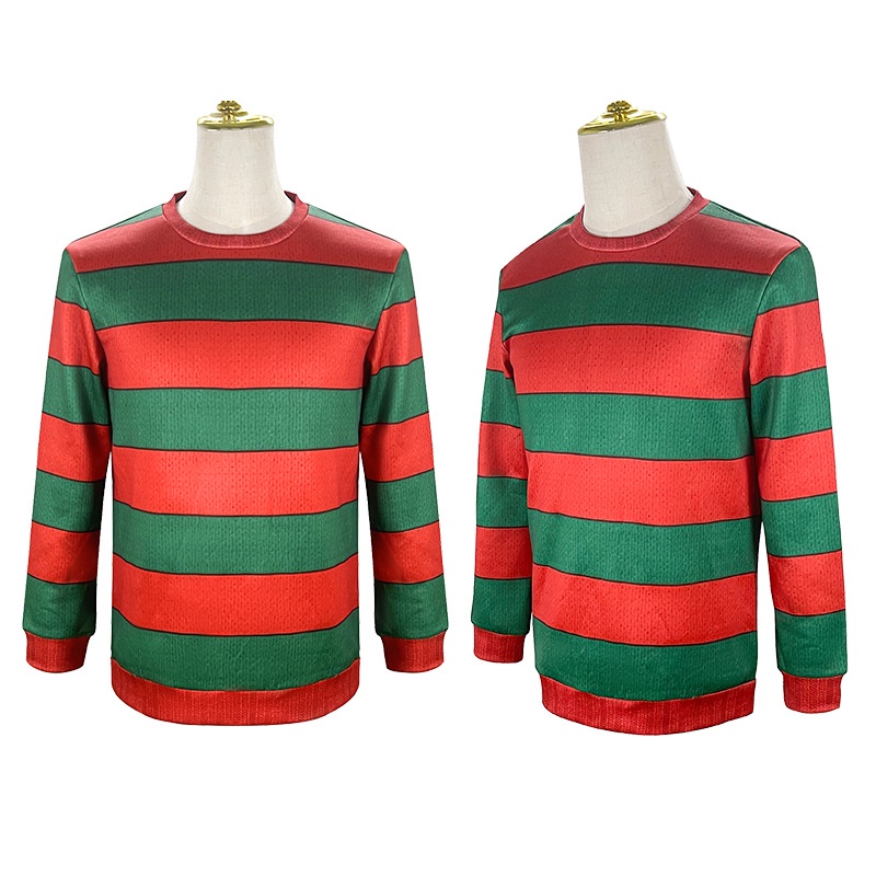 Freddy Krueger Cosplay Costume Adult Red Green Striped Top Suit Freddie ...